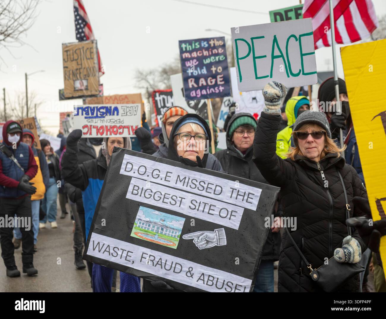 Detroit, Michigan USA - 13 January 2026 - Hundreds of protesters ...