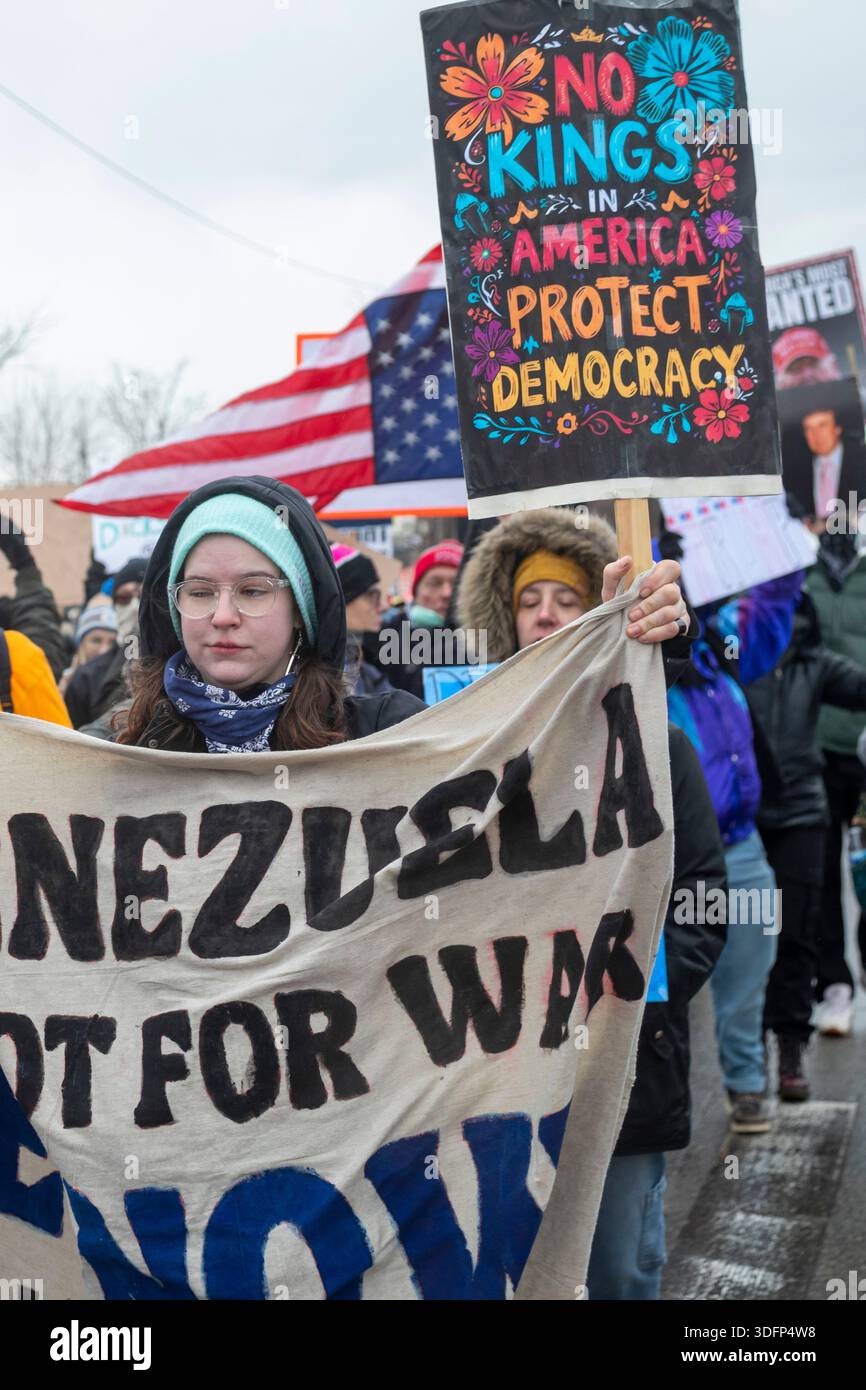 Detroit, Michigan USA - 13 January 2026 - Hundreds of protesters ...