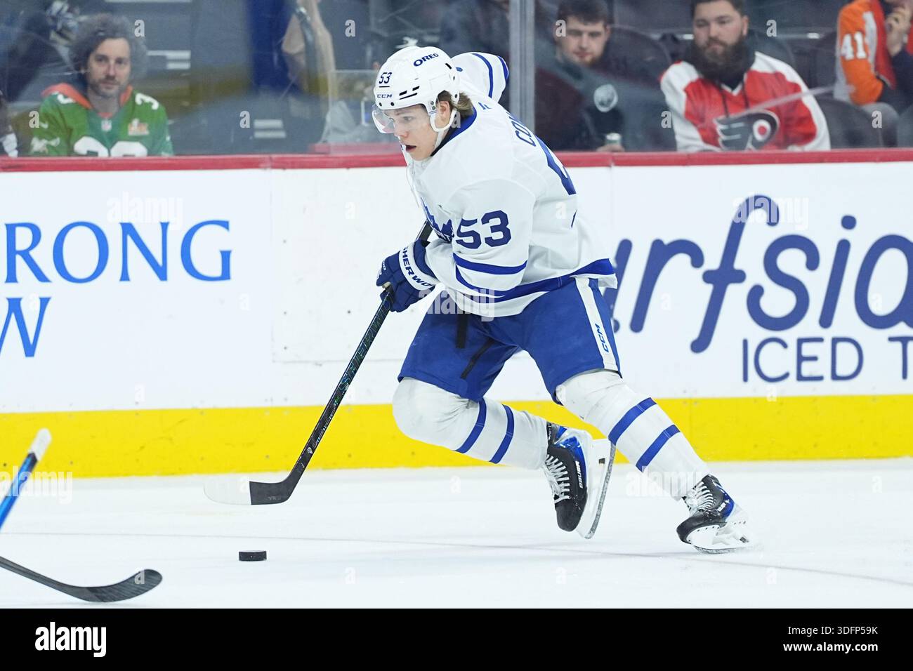 Toronto Maple Leafs' Easton Cowan in action during an NHL hockey game ...