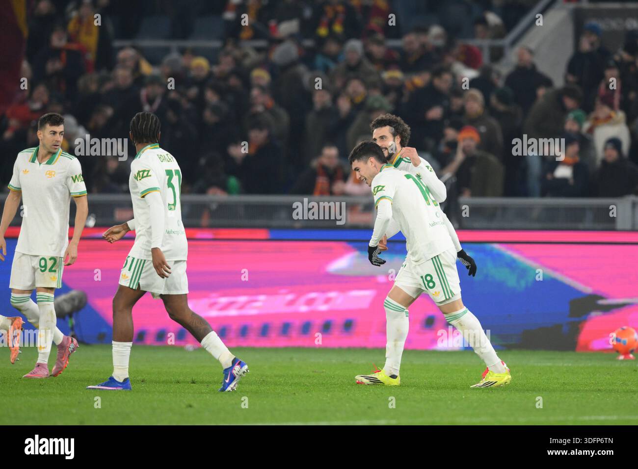 Olimpico Stadium, Rome, Italy - Mario Hermoso of AS Roma celebrates ...