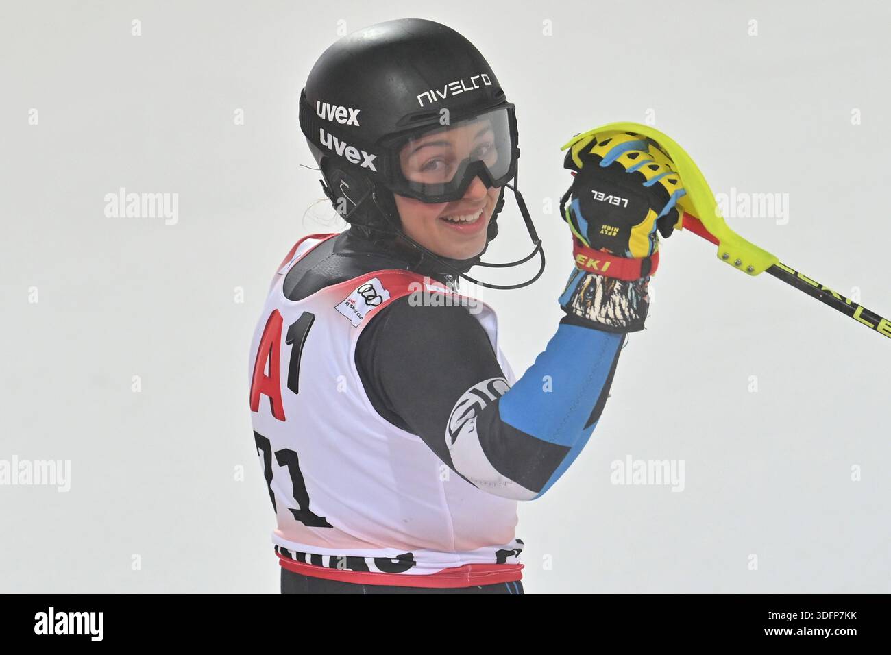 Flachau, Austria, January 13th 2026. Noa Szollos of Israel in action during the final run of the ...
