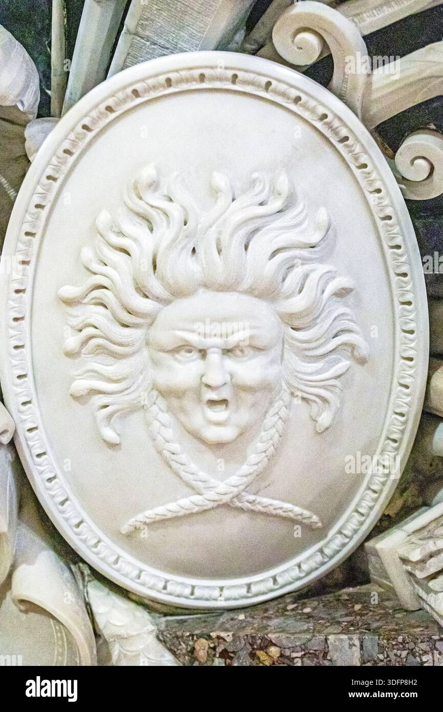 carved ivory shield with the mythical head of the Gorgon Medusa Stock ...
