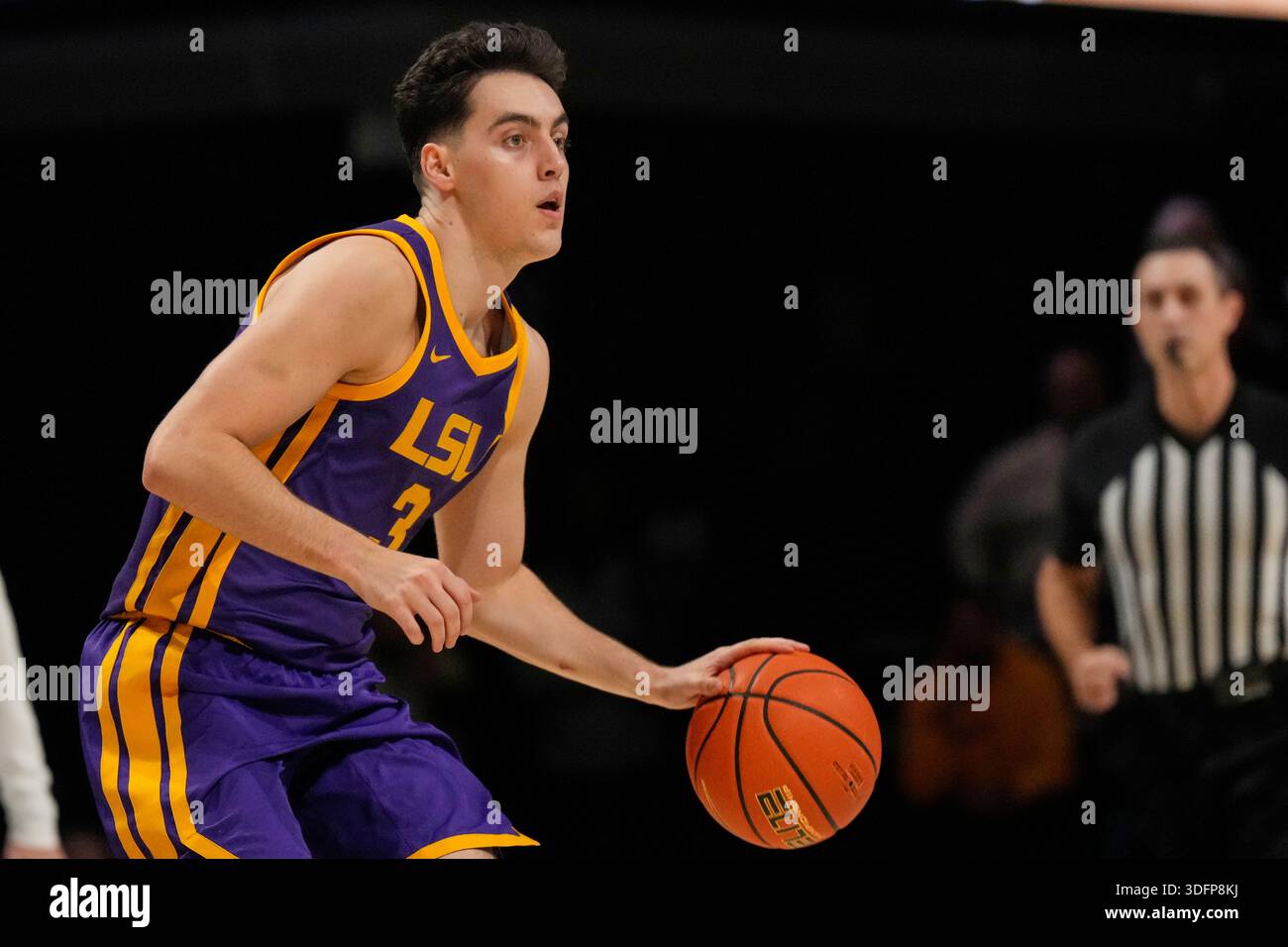 LSU guard Max MacKinnon (3) plays during the first half of an NCAA ...