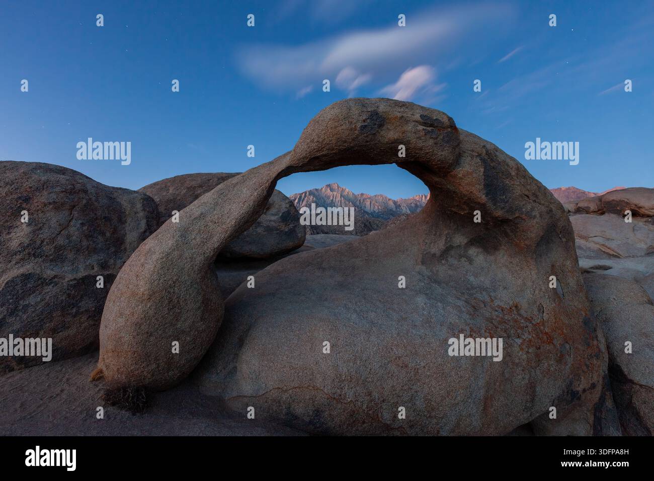 Mobius Arch and stars under moon light, Alabama Hills, Sierra Nevada ...