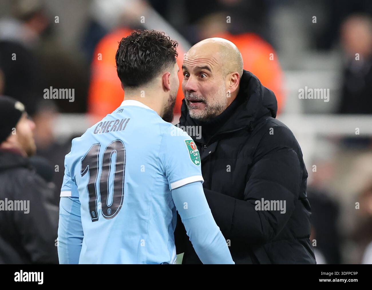 Newcastle Upon Tyne, England, 13th January 2026. Pep Guardiola manager ...