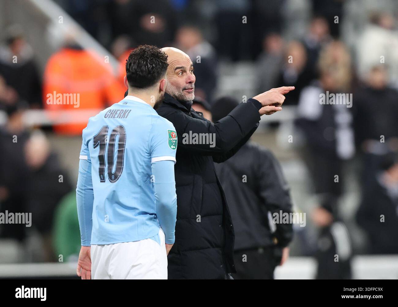 Newcastle Upon Tyne, England, 13th January 2026. Pep Guardiola manager ...