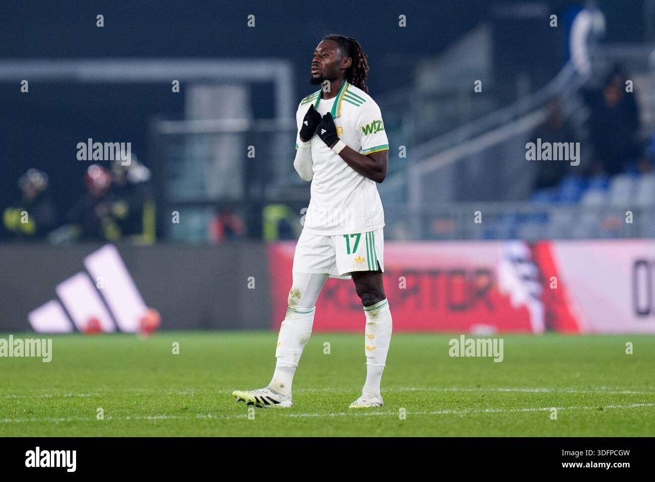 Manu Kone of AS Roma looks dejected at the end of the Coppa Italia ...