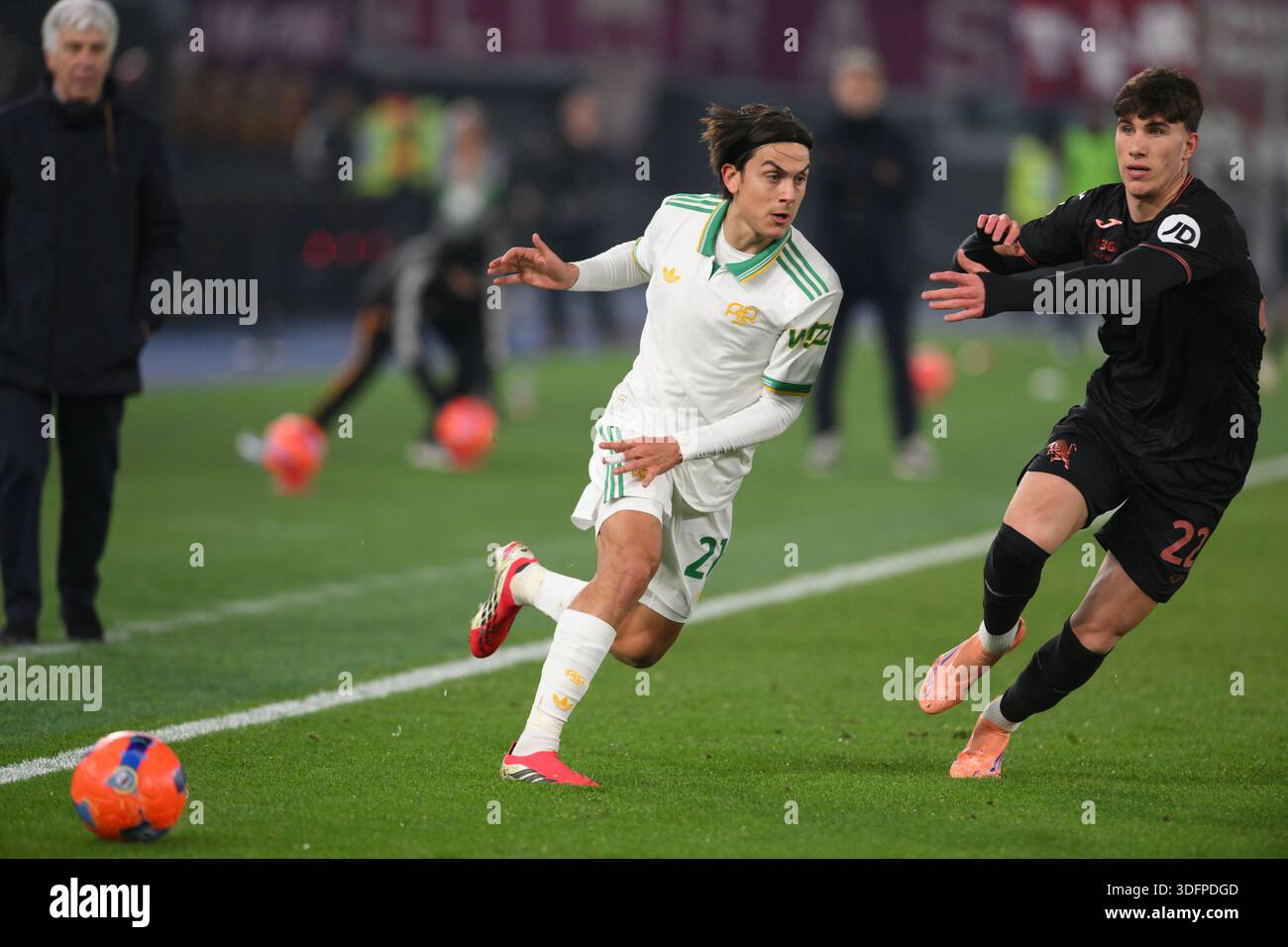 Olimpico Stadium, Rome, Italy - Paulo Dybala of AS Roma under pressure ...