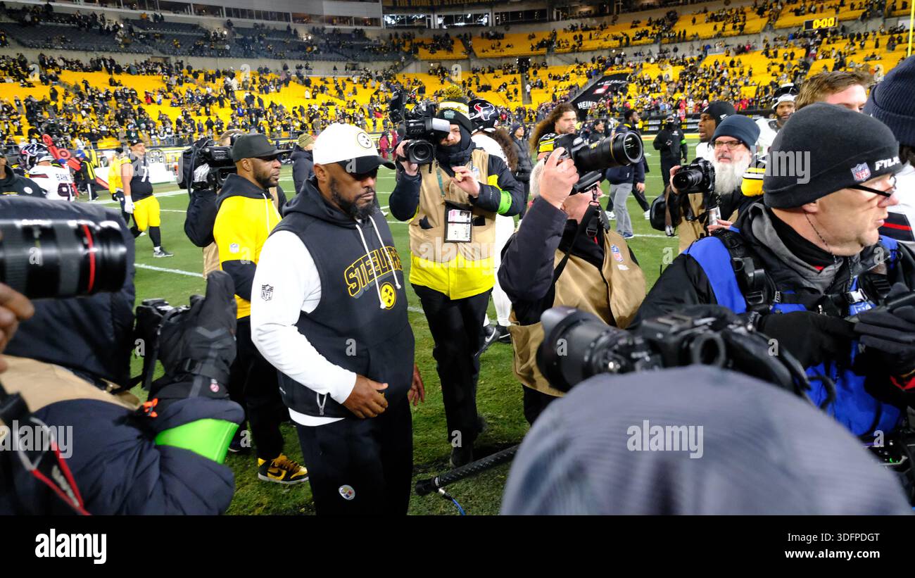 Jan 12, 2025: Head Coach Mike Tomlin and Head Coach DeMeco Ryan after ...