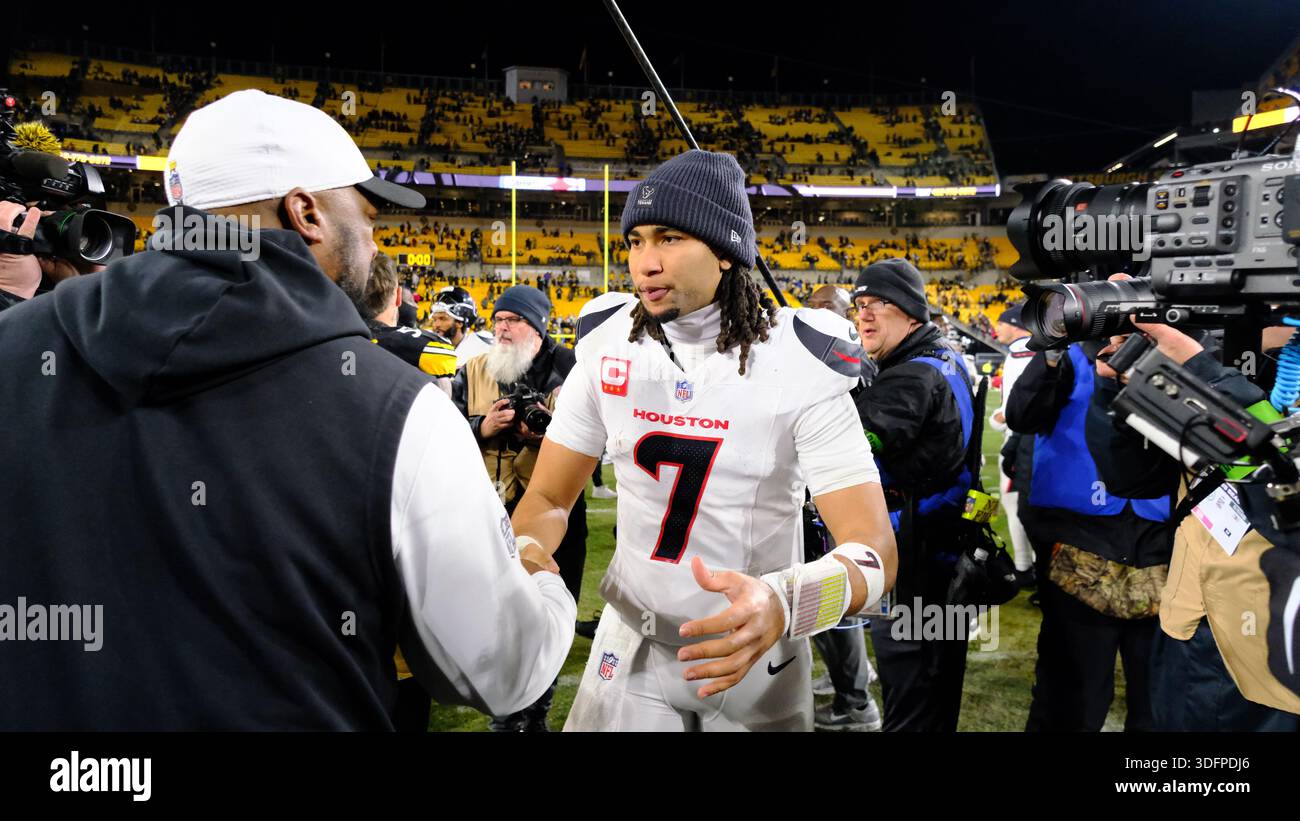 Jan 12, 2025: Head Coach Mike Tomlin and C.J. Stroud #7 after the ...