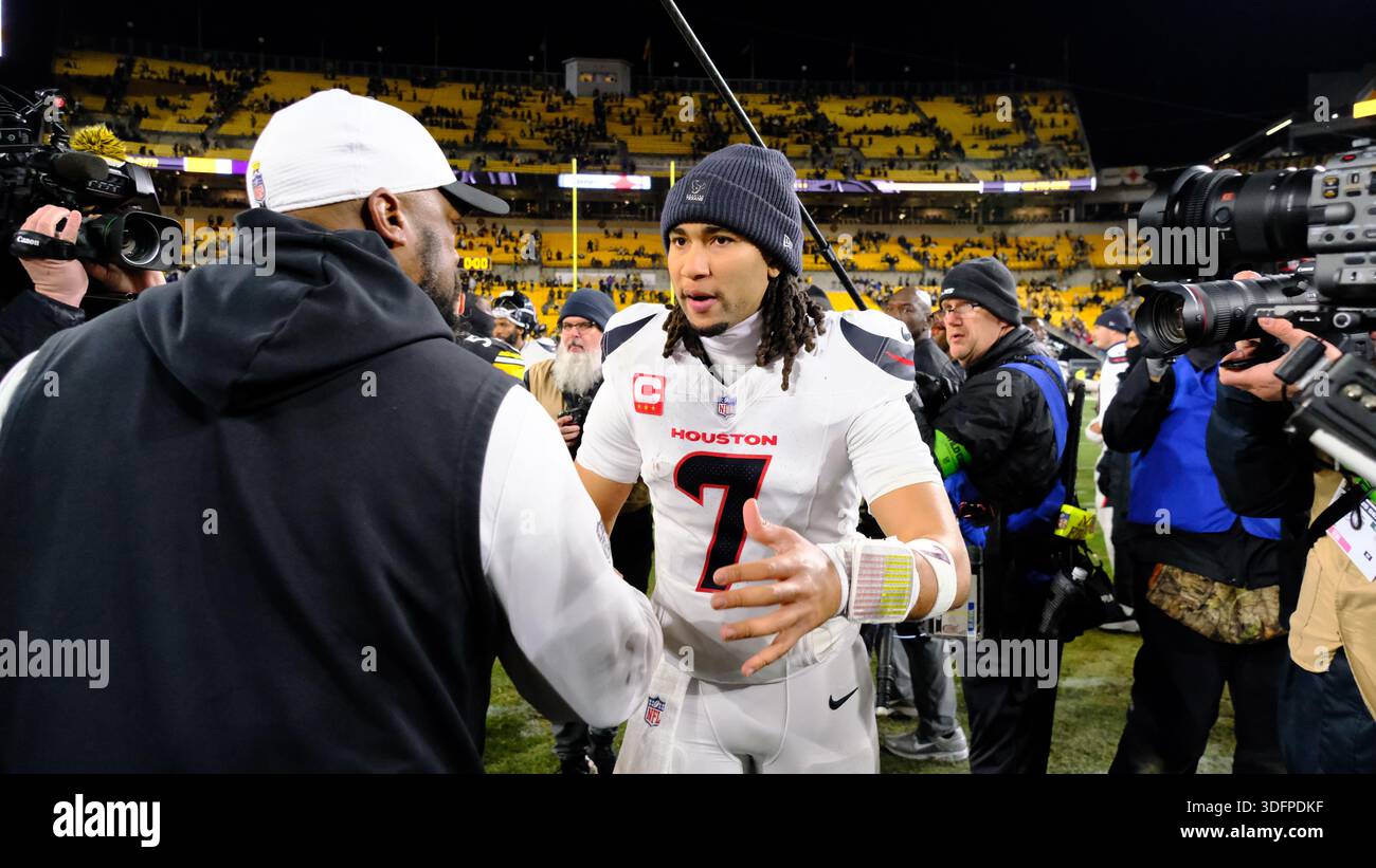 Jan 12, 2025: Head Coach Mike Tomlin and C.J. Stroud #7 after the ...