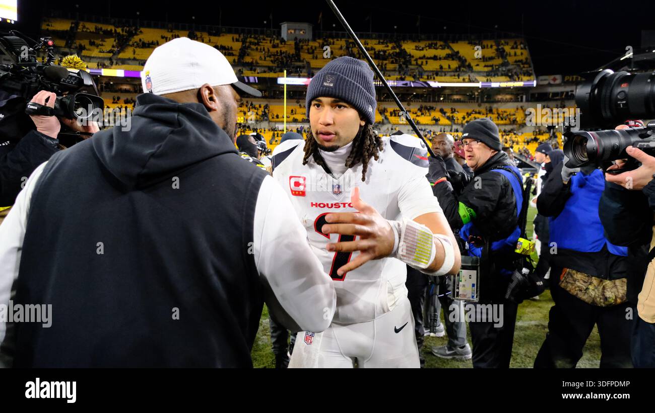 Jan 12, 2025: Head Coach Mike Tomlin and C.J. Stroud #7 after the ...