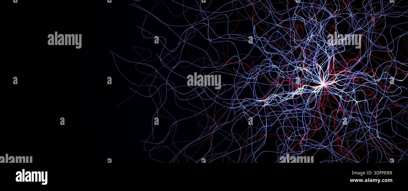 Artificial intelligence neural network web background, glowing neurone ...