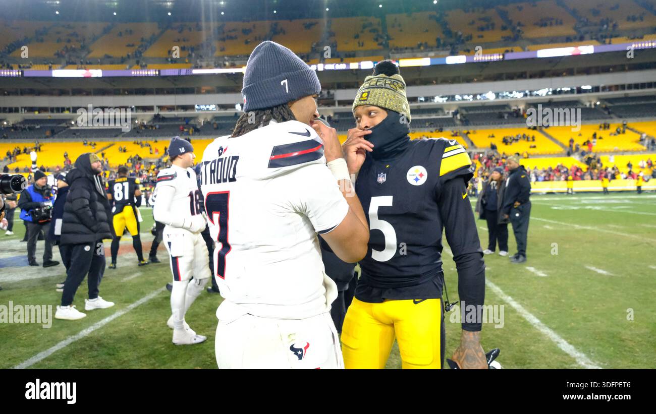 Jan 12, 2025: Jalen Ramsey #5 and C.J. Stroud #7 after the Pittsburgh ...