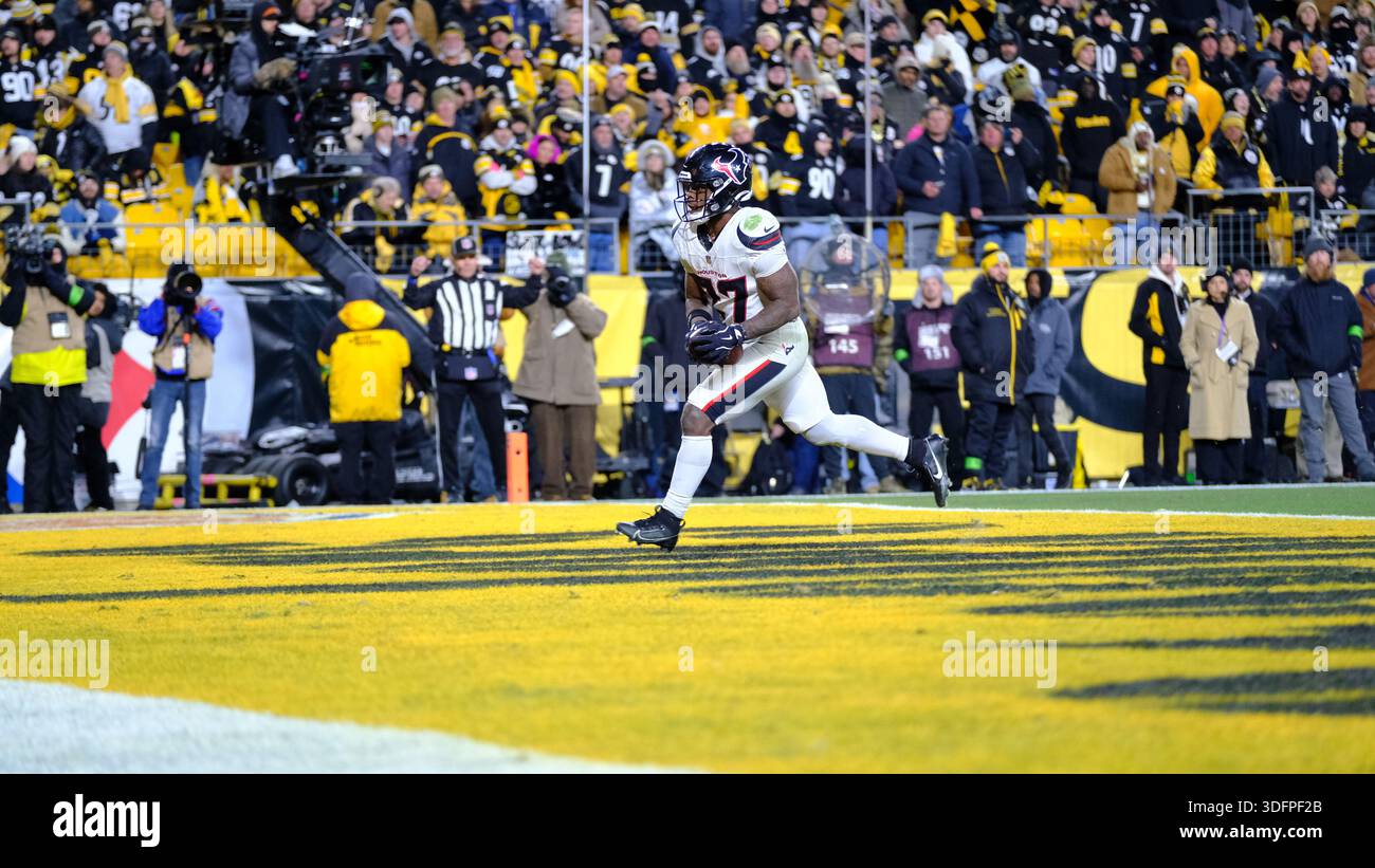 Jan 12, 2025: Woody Marks #27 during the Pittsburgh Steelers vs Houston ...