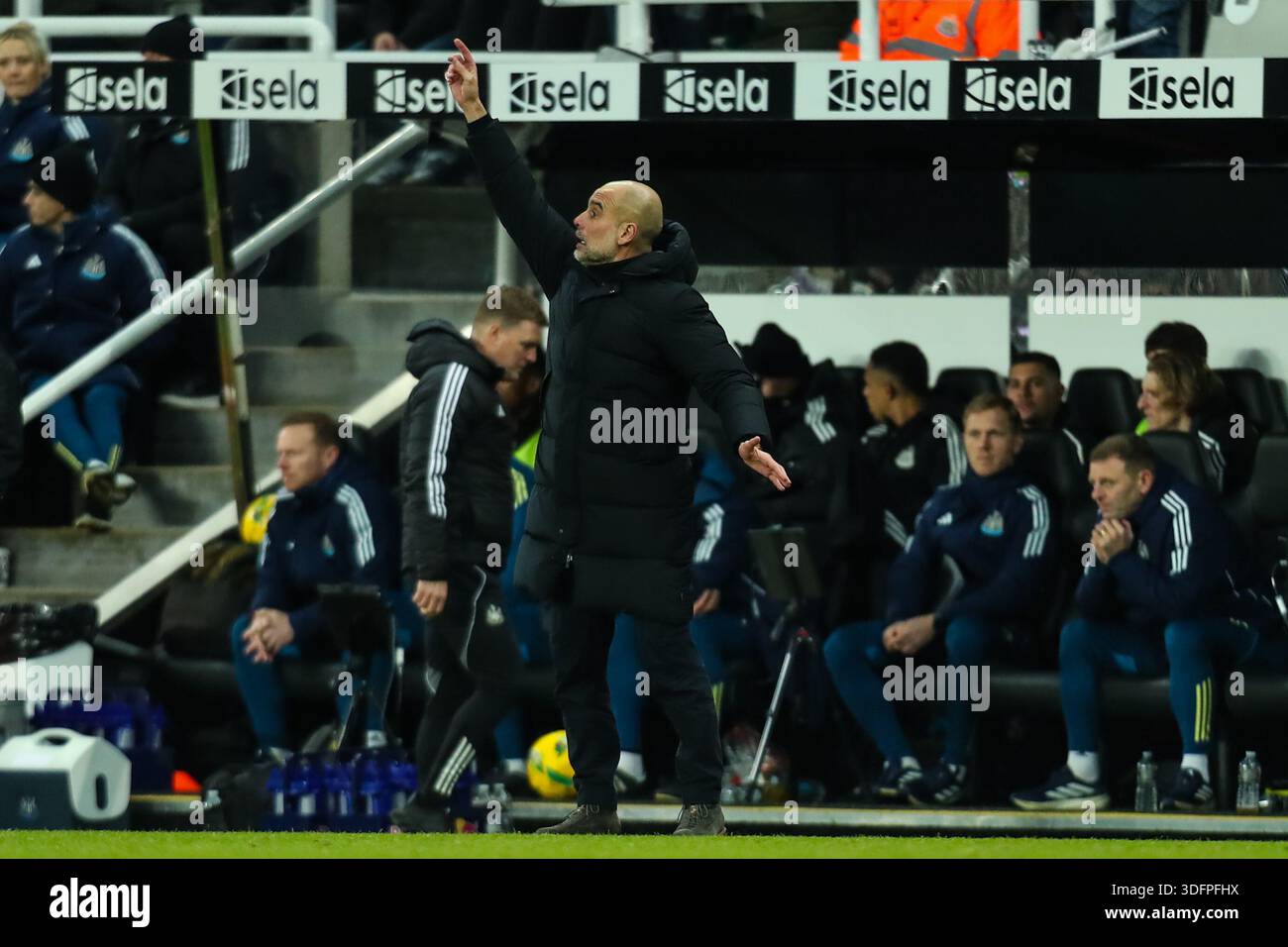 Pep Guardiola Manager Of Manchester City gestures during the Newcastle ...
