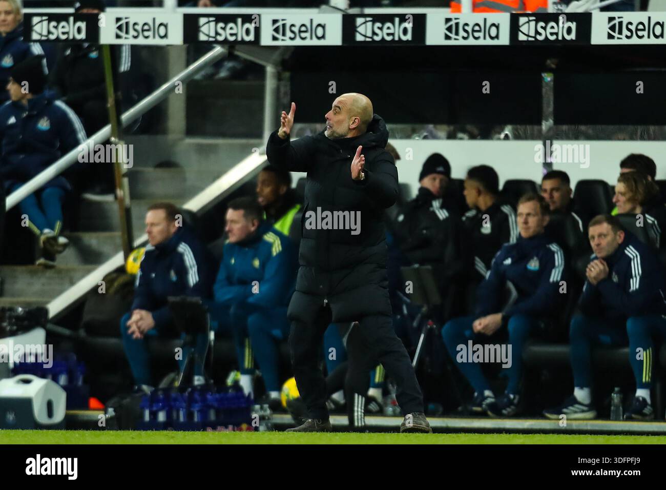 Pep Guardiola Manager Of Manchester City gestures during the Newcastle ...
