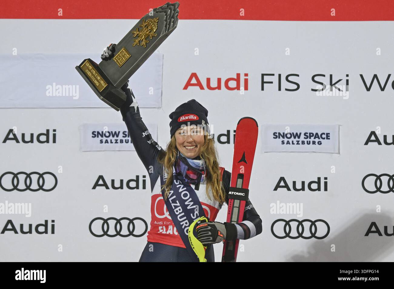 FLACHAU, AUSTRIA - JANUARY 13: first place Mikaela Shiffrin of United ...