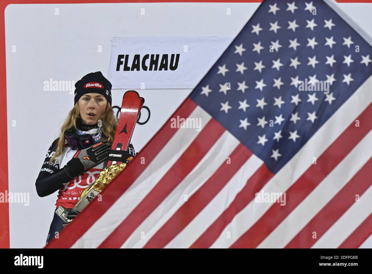 FLACHAU, AUSTRIA - JANUARY 13: first place Mikaela Shiffrin of United ...