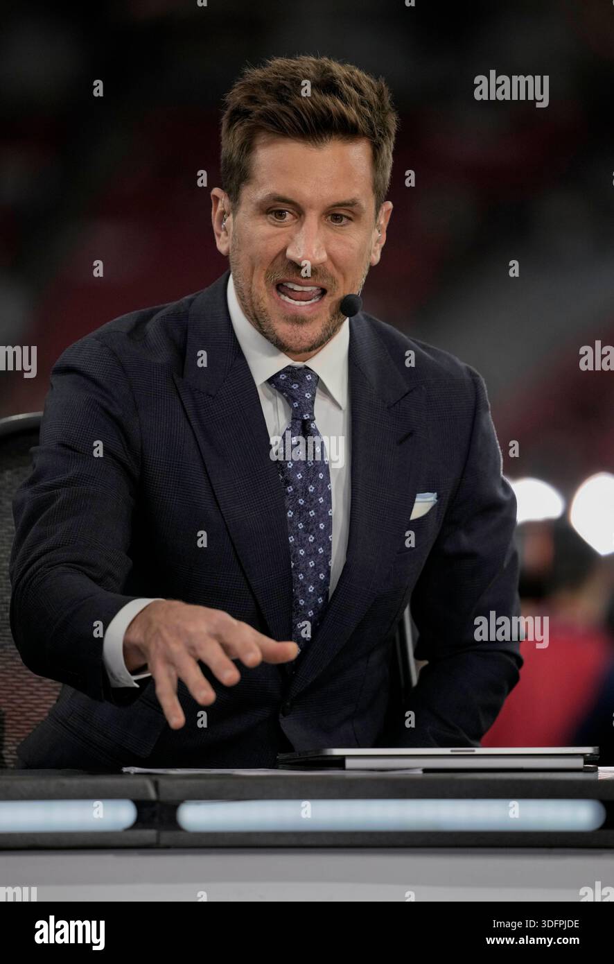 January 08, 2026 Jordan Rodgers on set before the College Football ...