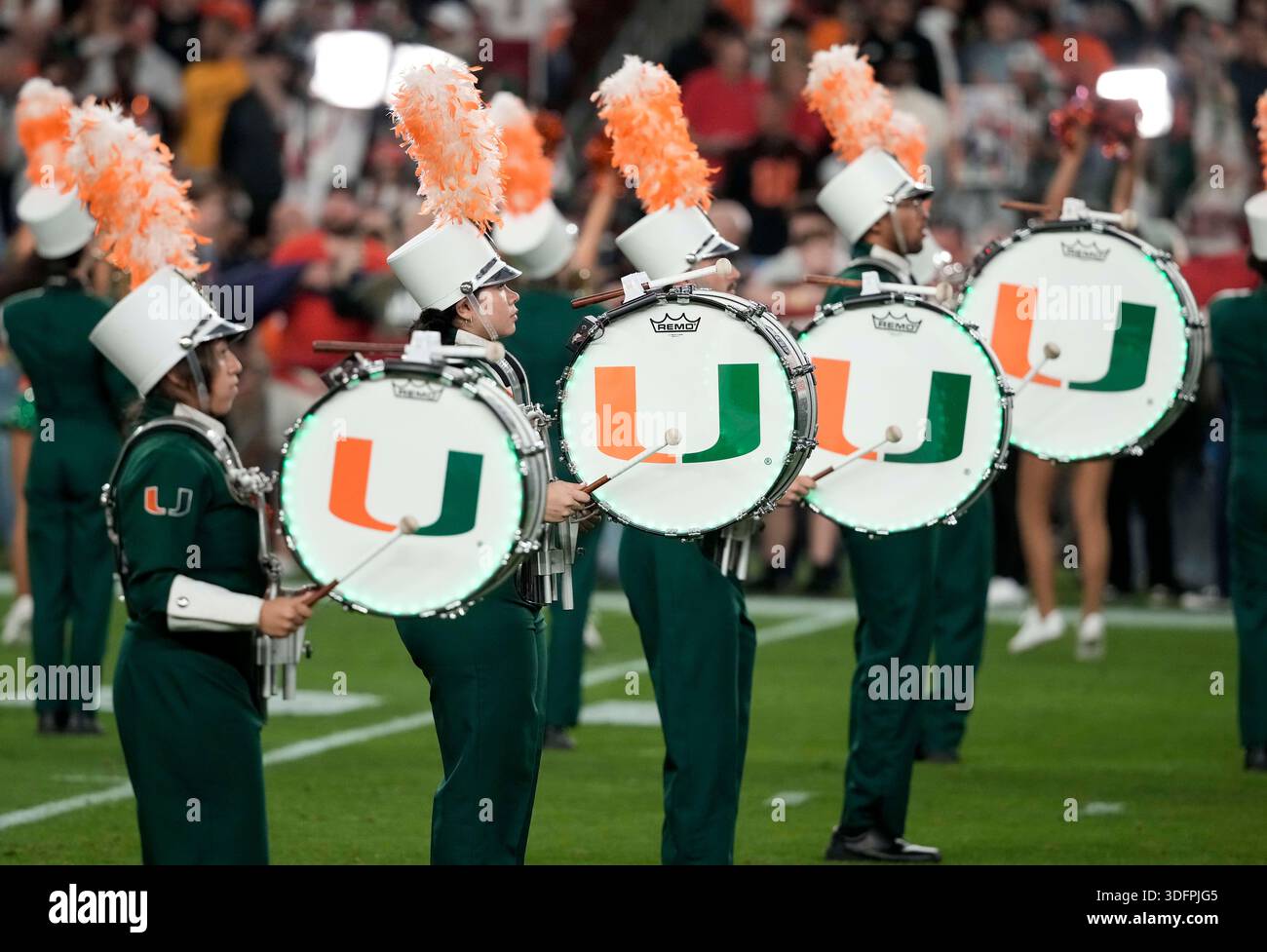 January 08, 2026 Miami Hurricanes marching band during the College ...