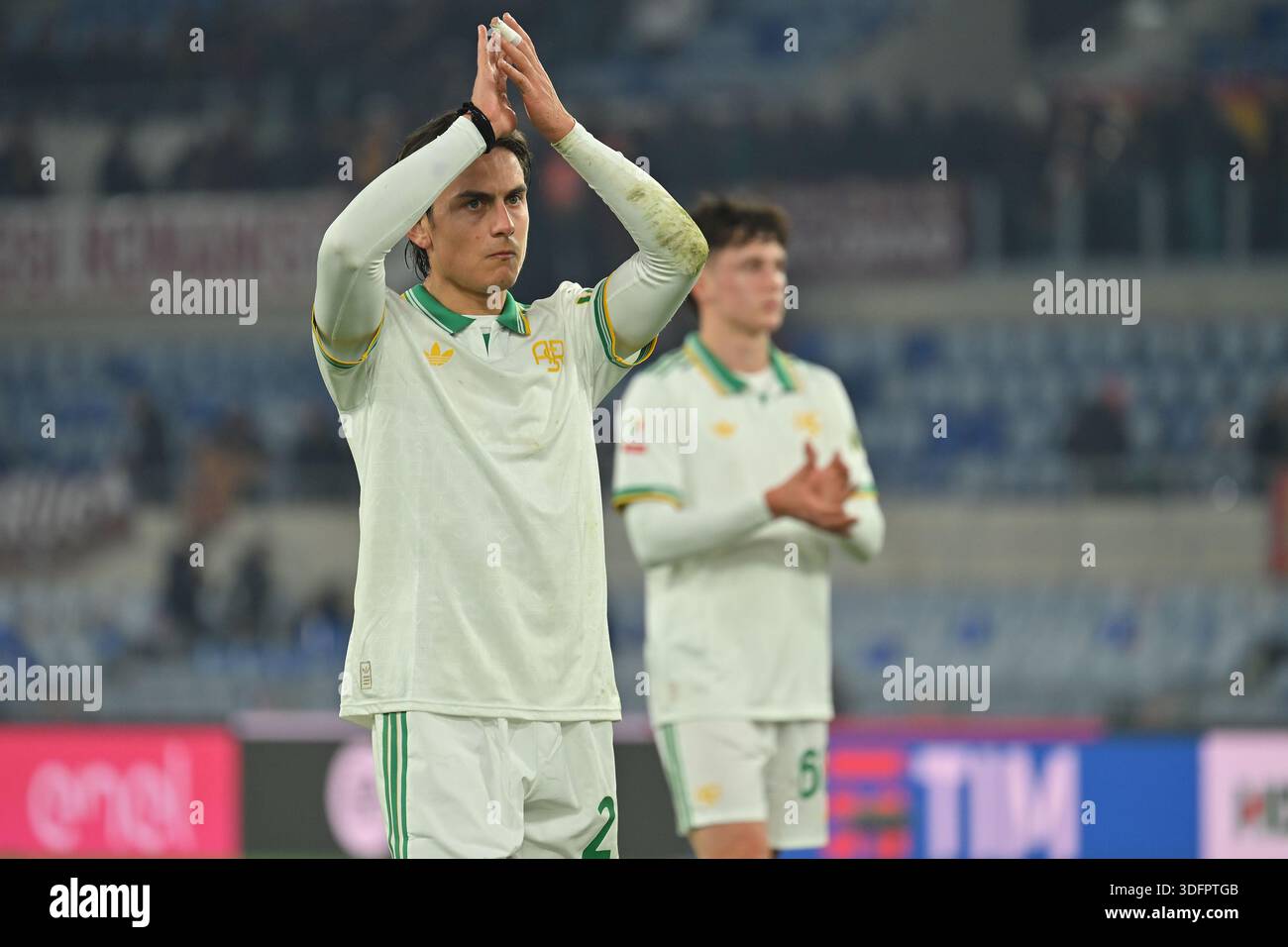 Paulo Dybala of AS Roma show their dejection at the end of the match ...