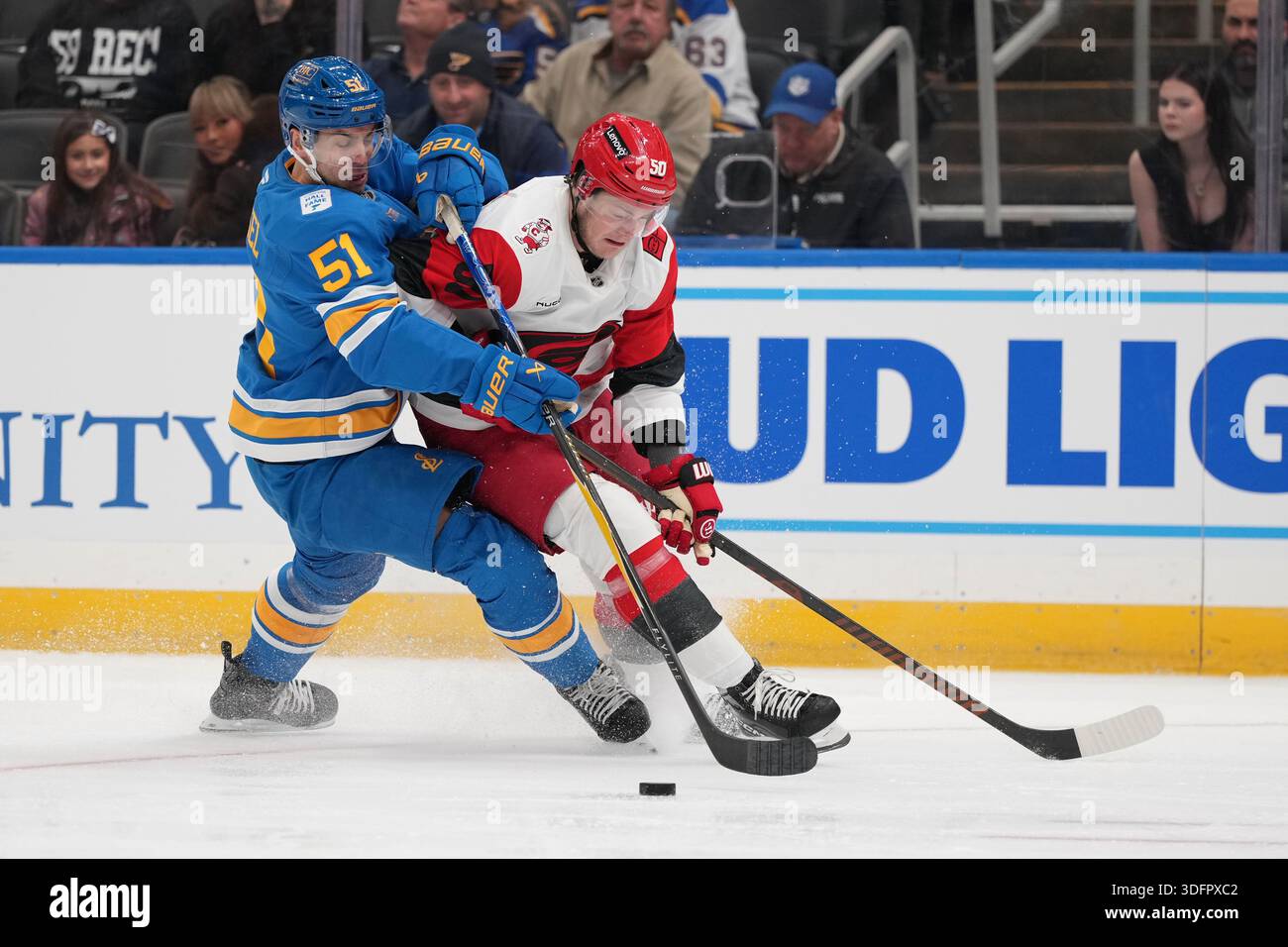 St. Louis Blues' Matthew Kessel (51) and Carolina Hurricanes' Eric ...