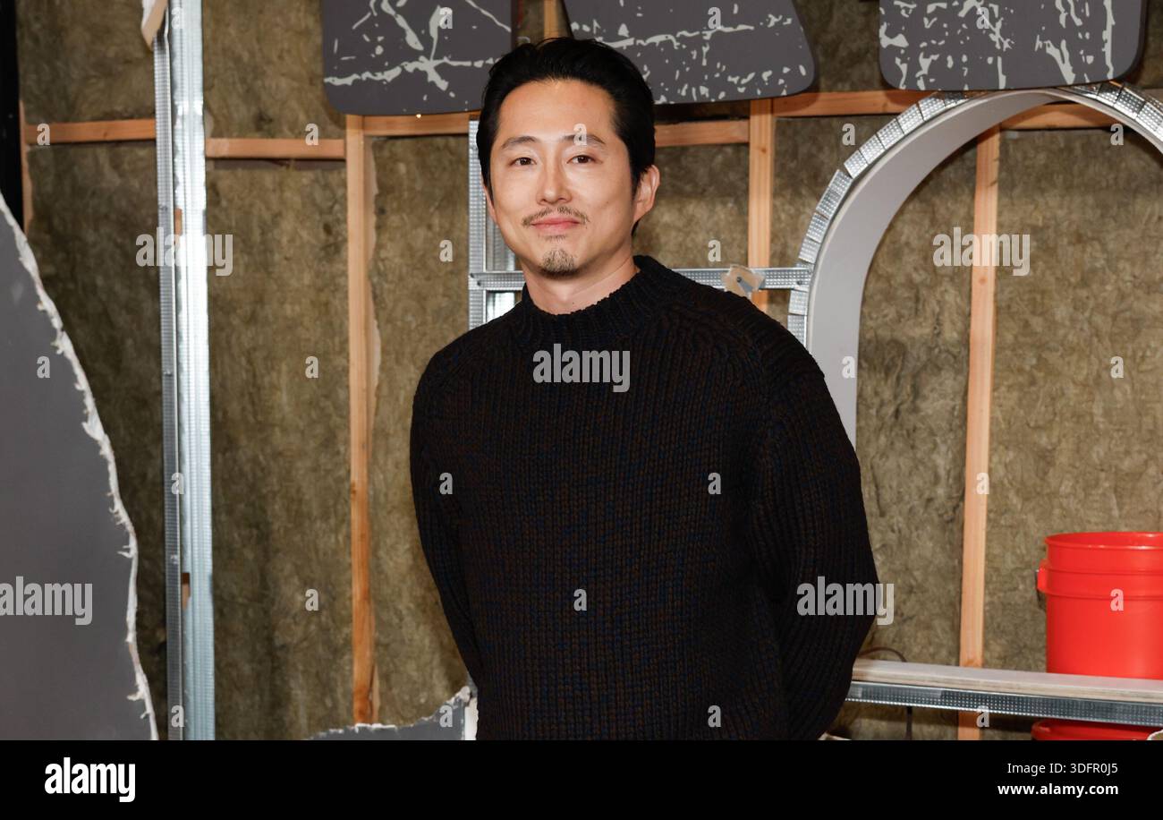 Steven Yeun attends the world premiere of "The Rip" at Alice Tully Hall ...