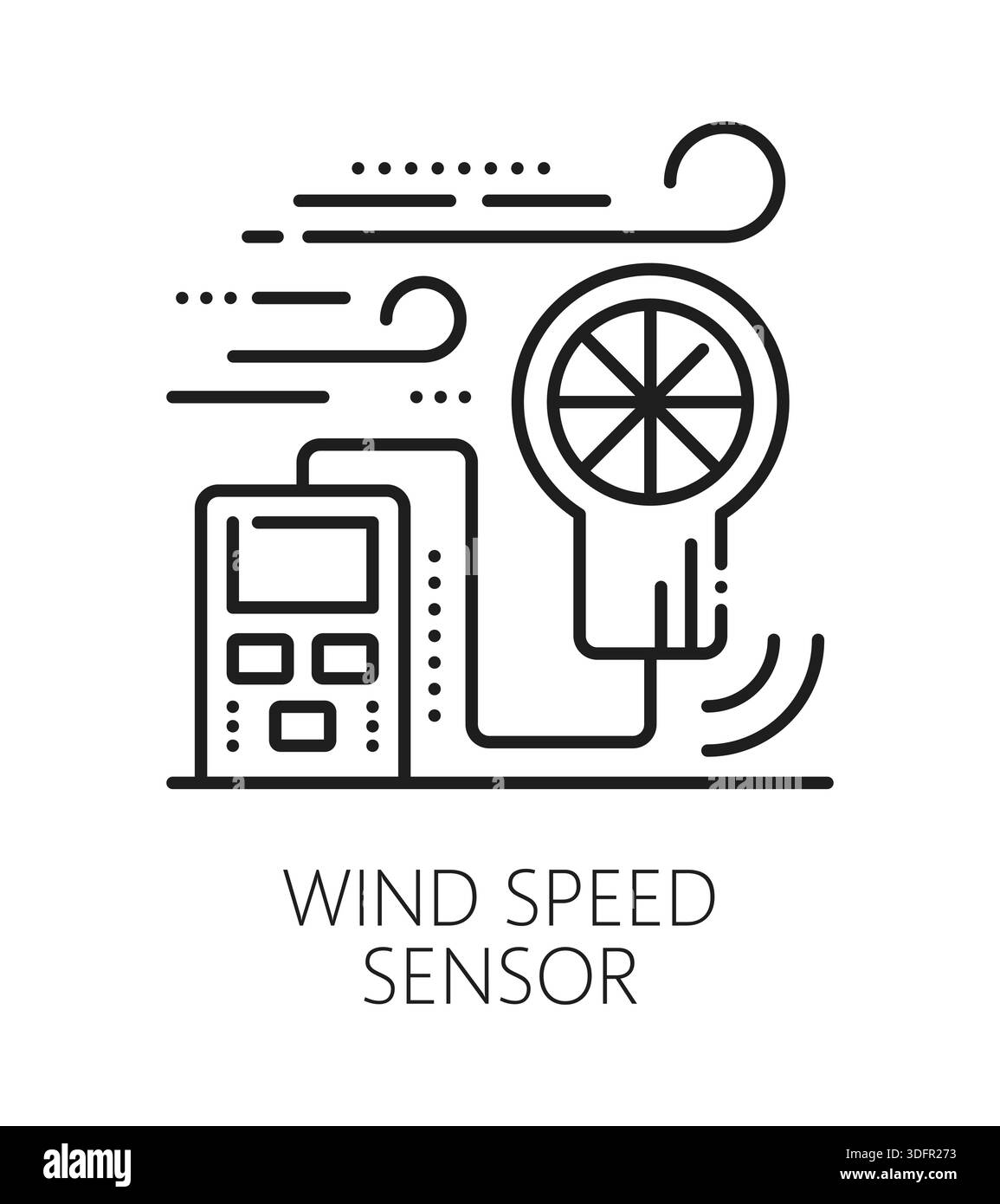 Wind speed detector smart sensor line icon. Wind speed measuring ...
