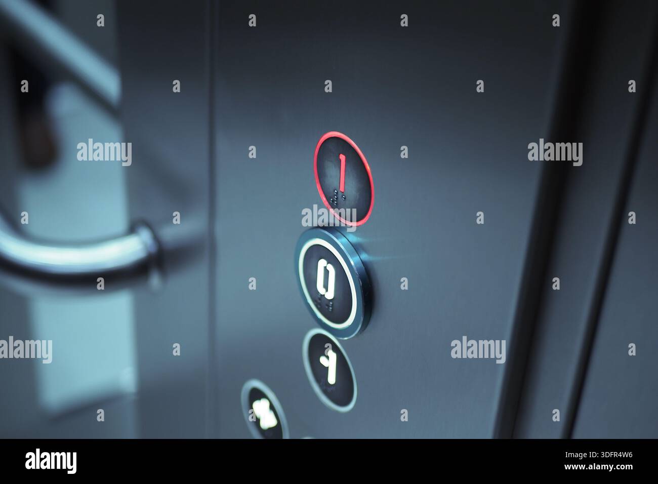 Elevator button panel with floor options and lights Stock Photo - Alamy