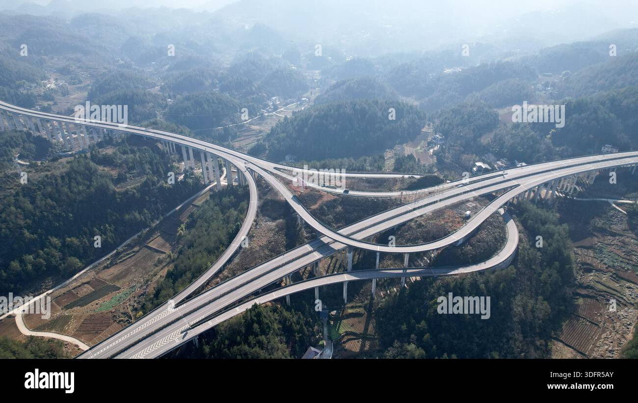 ENSHI, CHINA - JANUARY 11, 2026 - Jianshi-Enshi Expressway Baiyangping ...