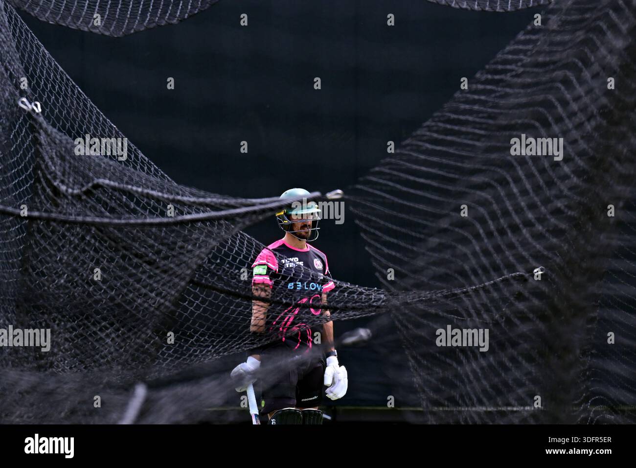 Mitchell Starc practivces with the bat during a nets session during ...