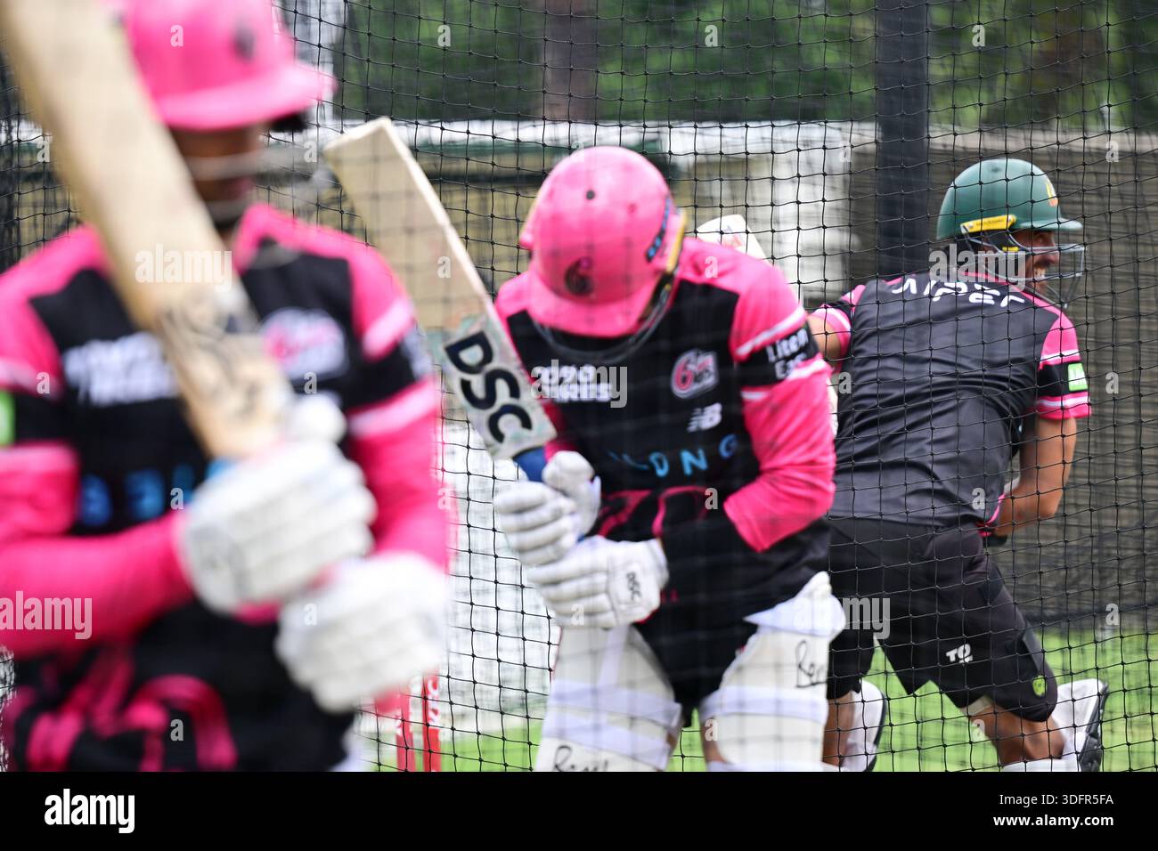 Mitchell Starc practivces with the bat during a nets session during ...