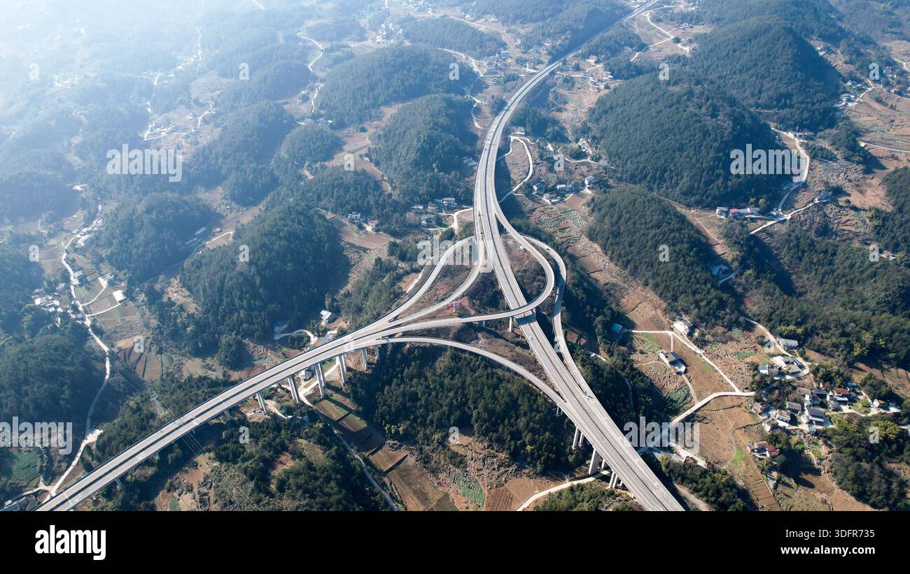 ENSHI, CHINA - JANUARY 11, 2026 - Jianshi-Enshi Expressway Baiyangping ...