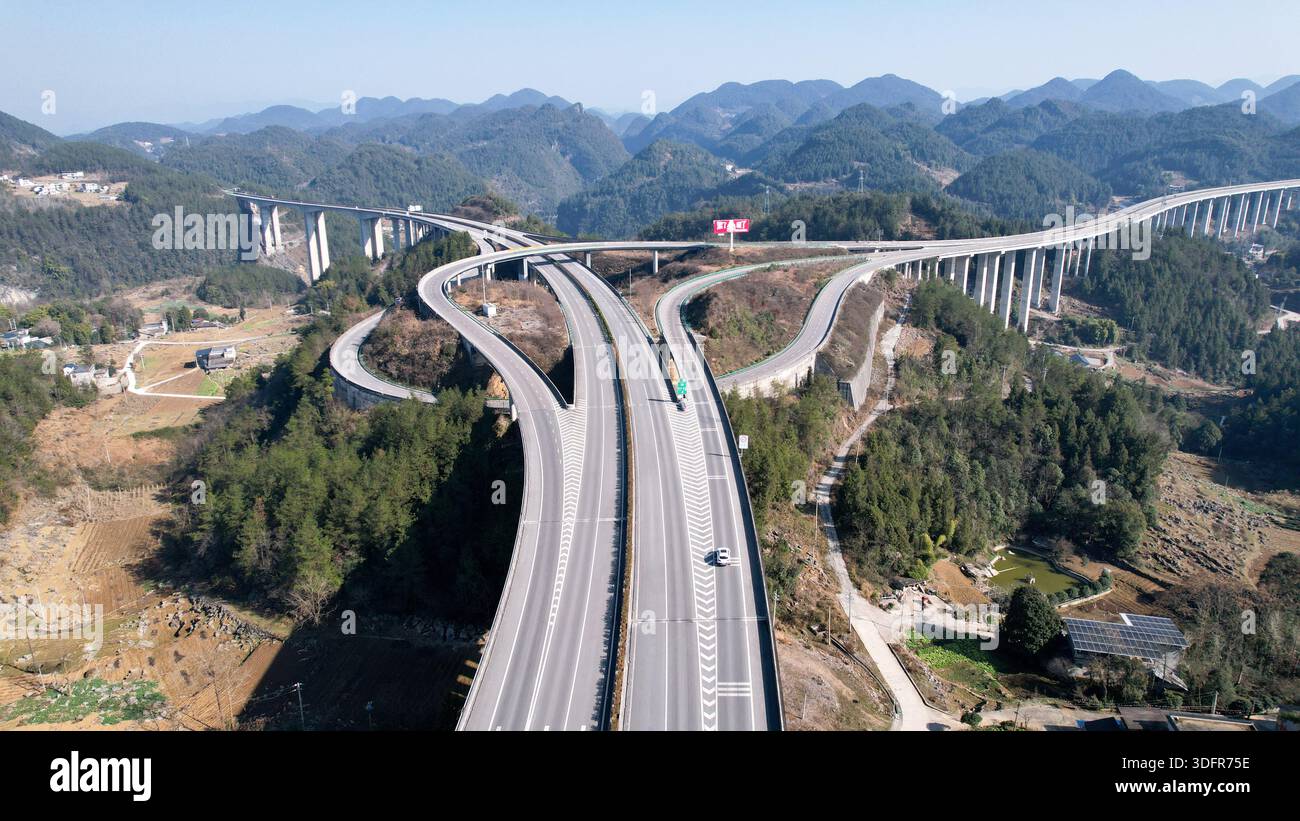 ENSHI, CHINA - JANUARY 11, 2026 - Jianshi-Enshi Expressway Baiyangping ...