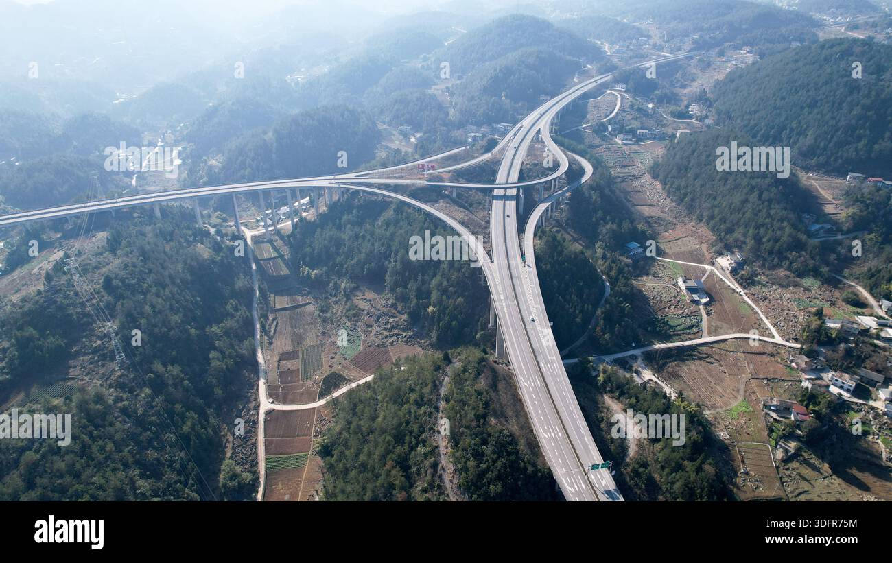 ENSHI, CHINA - JANUARY 11, 2026 - Jianshi-Enshi Expressway Baiyangping ...