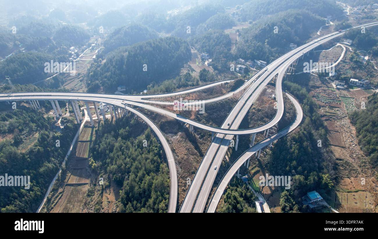 ENSHI, CHINA - JANUARY 11, 2026 - Jianshi-Enshi Expressway Baiyangping ...