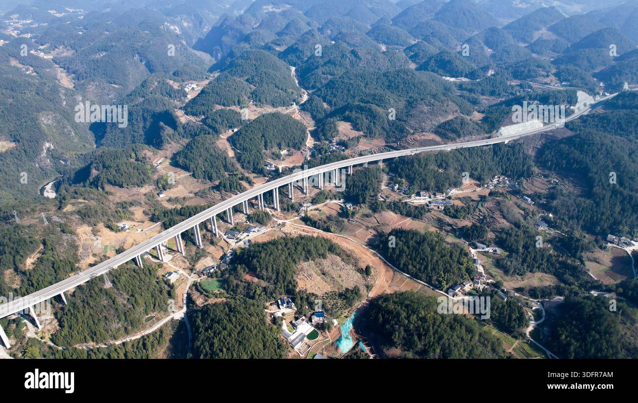 ENSHI, CHINA - JANUARY 11, 2026 - Jianshi-Enshi Expressway Baiyangping ...