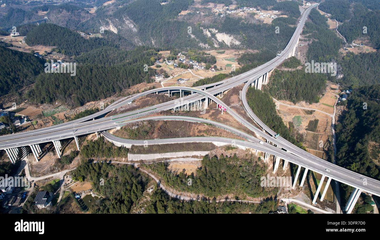 ENSHI, CHINA - JANUARY 11, 2026 - Jianshi-Enshi Expressway Baiyangping ...