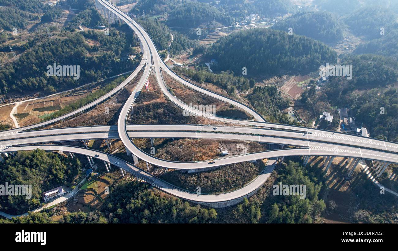 ENSHI, CHINA - JANUARY 11, 2026 - Jianshi-Enshi Expressway Baiyangping ...