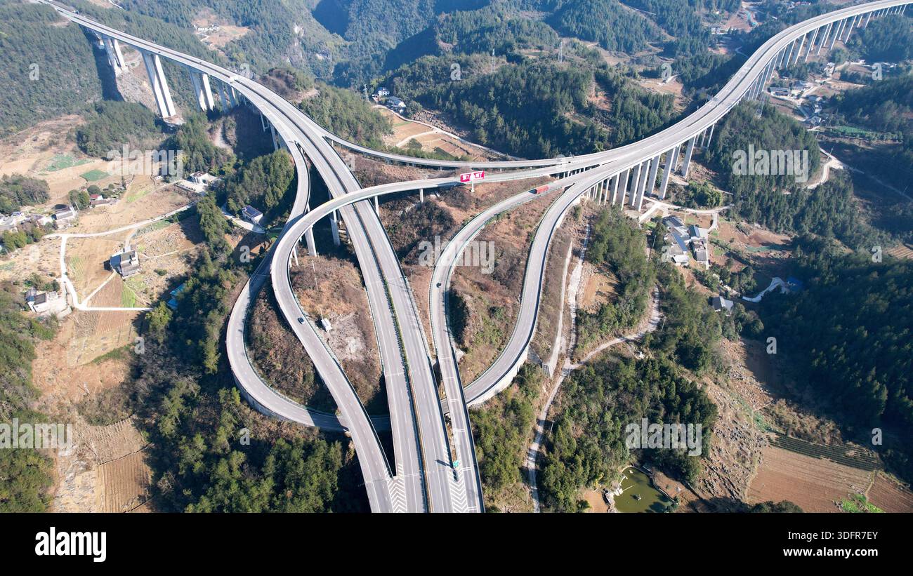 ENSHI, CHINA - JANUARY 11, 2026 - Jianshi-Enshi Expressway Baiyangping ...