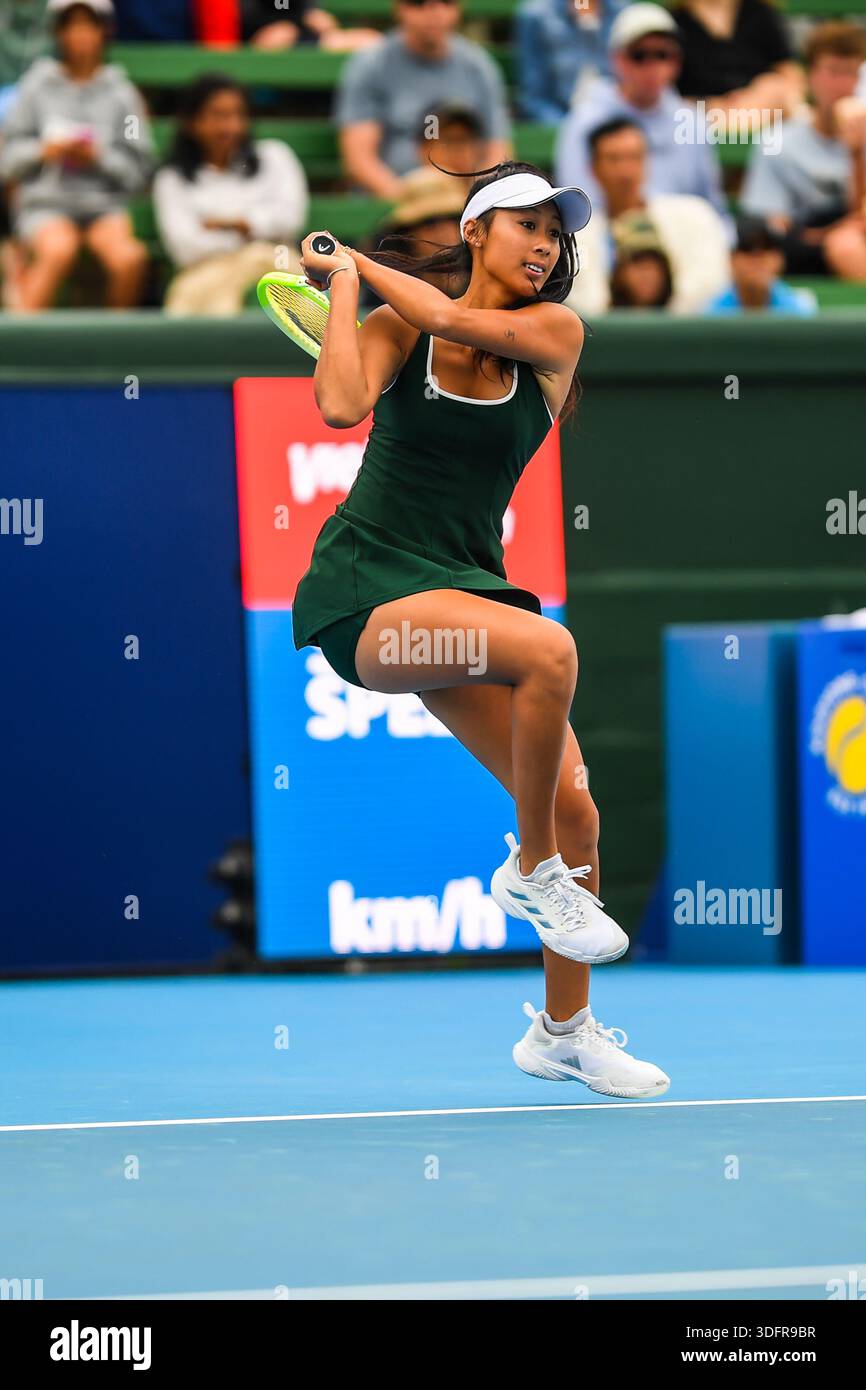 Priscilla Hon (AUS) is seen in action during the tennis match against ...