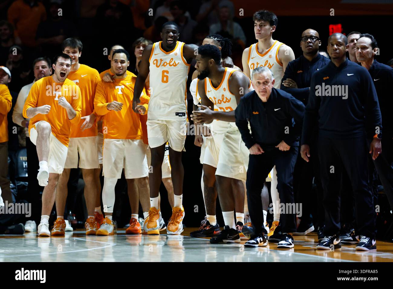Tennessee players react to a play during the second half of an NCAA ...