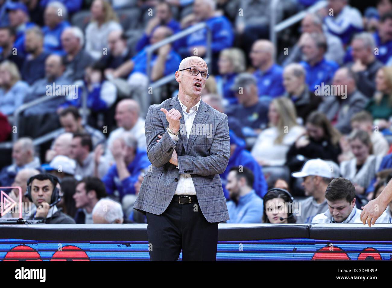 UConn head coach Dan Hurley during the game at Prudential Center ...