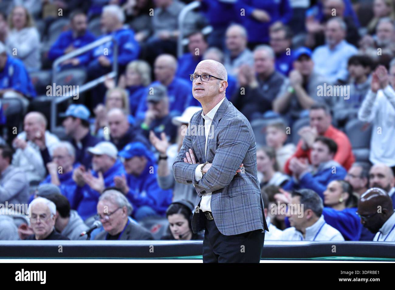 UConn head coach Dan Hurley during the game at Prudential Center ...