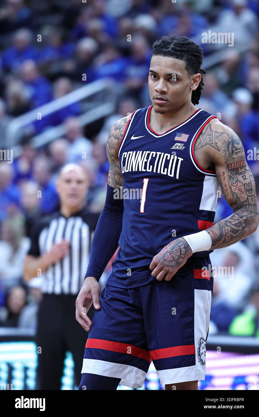 UConn Huskies guard Solo Ball (1) in the first half at Prudential ...