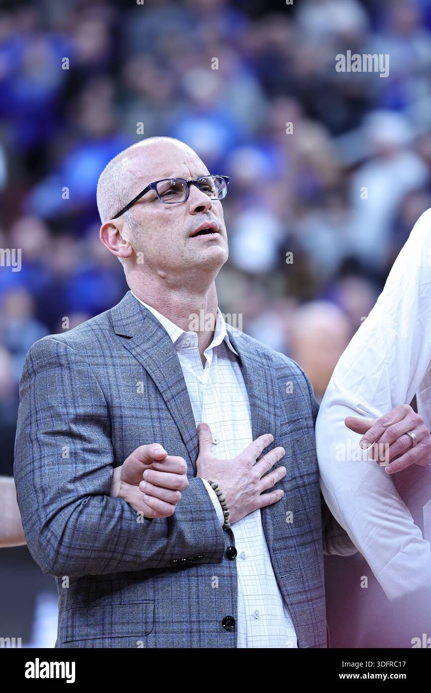 UConn head coach Dan Hurley before the game at Prudential Center ...