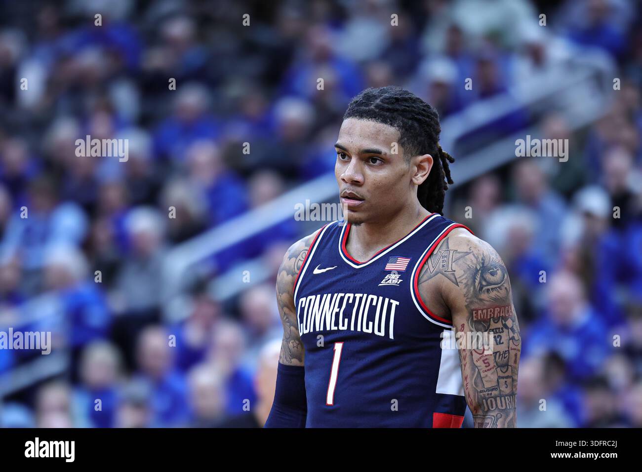 UConn Huskies guard Solo Ball (1) in the first half at Prudential ...