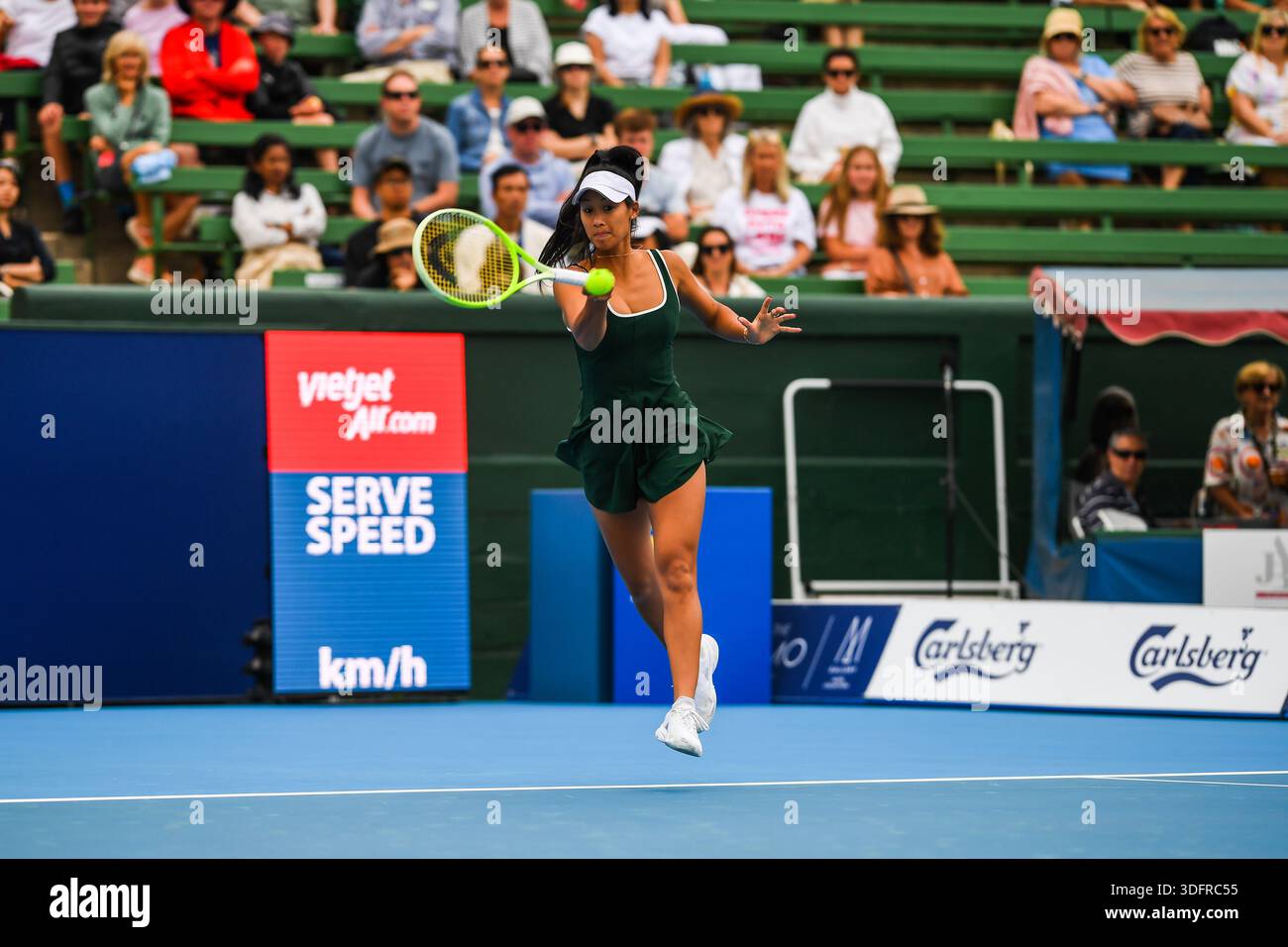 Priscilla Hon (AUS) is seen in action during the tennis match against ...