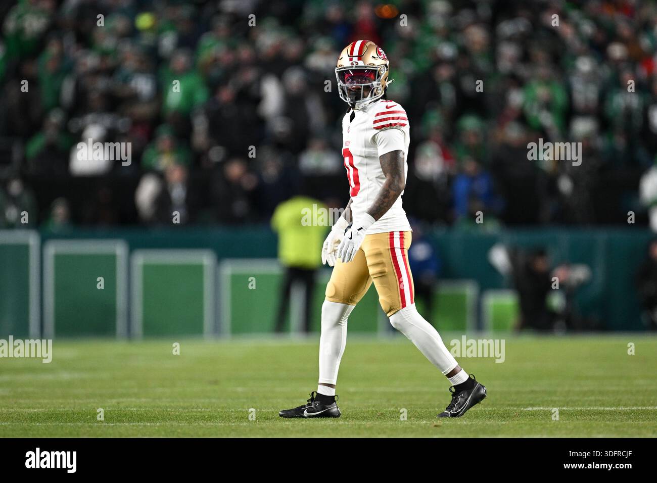 San Francisco 49ers cornerback Renardo Green (0) looks on between plays ...